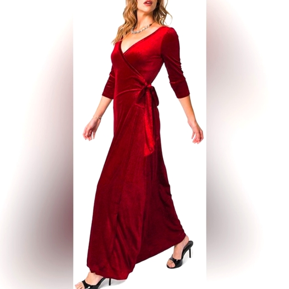 Voodoo Vixen | Dresses | Vintage Voodoo Vixen Red Devore Velvet Wrap ...